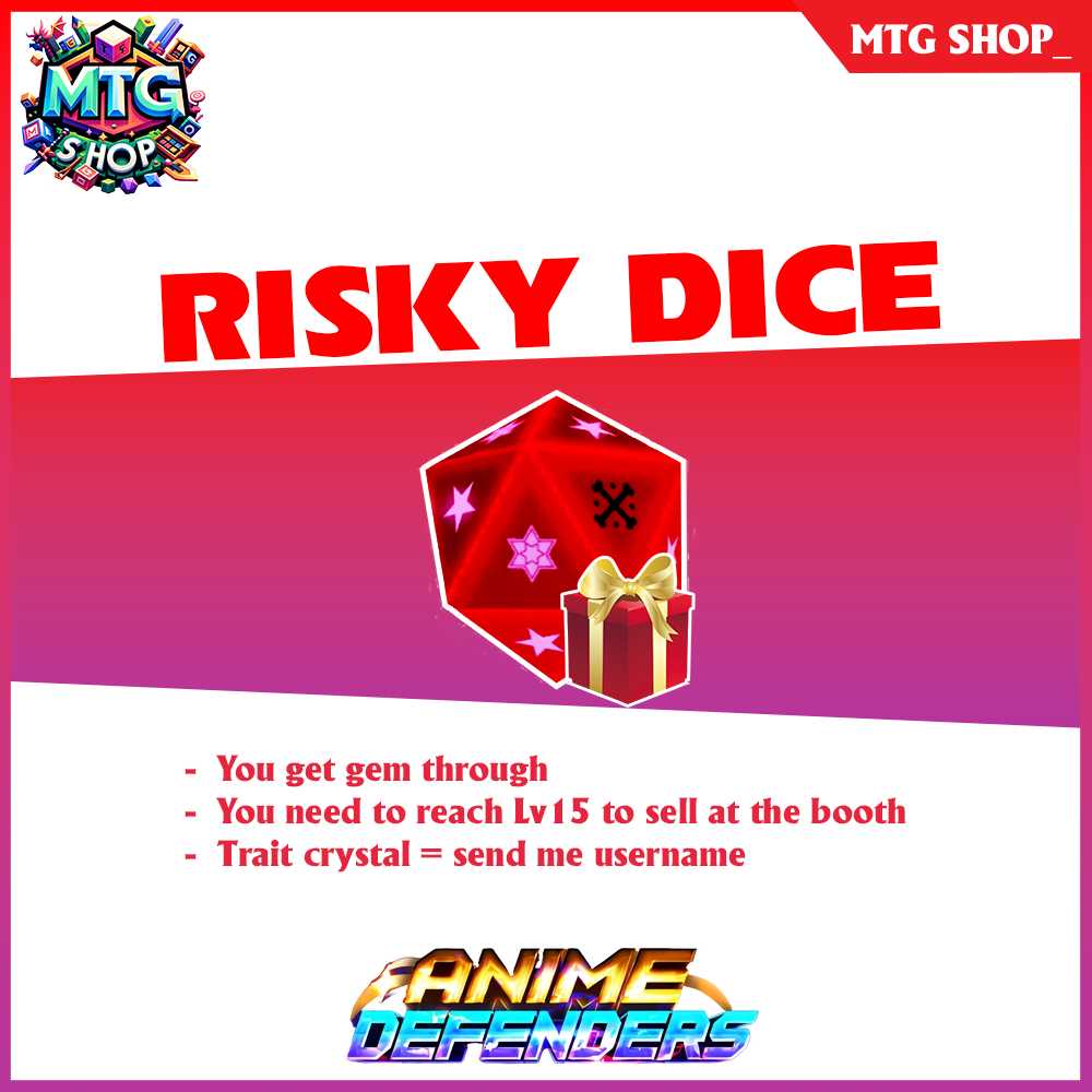 [ Anime Defenders ] - 2500x Risky Dice | Fast Delivery