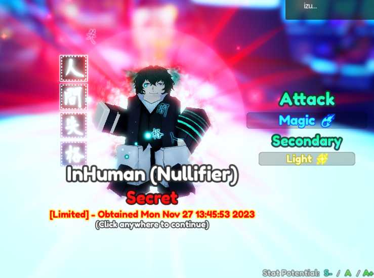 INHUMAN - S-/A/A+ - ANIME ADVENTURES