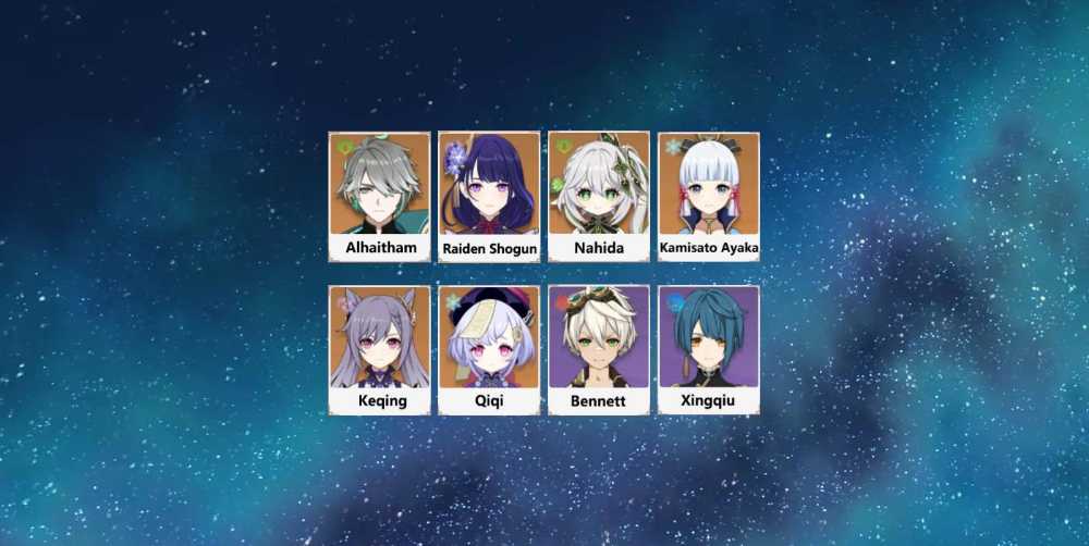 Alhaitham+Raiden Shogun+Nahida+Kamisato Ayaka+Qiqi*C1+Bennett+Keqing+Xingqiu，Asia AR10【Contains ...