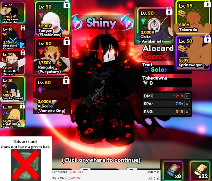 Anime Vanguards Shiny Alucard + 4Monarch