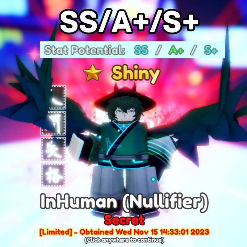 A61Shiny InHuman Evo - A/A+/S - Anime Adventures - Instant Delivery
