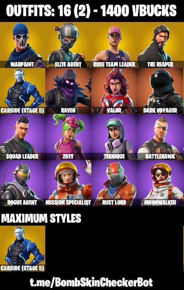 16 SKINS+OG STW+THE REAPER+TAKE THE L+ELITE AGENT+ORANGE JUSTICE+TIDY ...