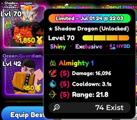 Perfect SSS Almighty Shiny Shadow Dragon Almighty, Anime Defenders