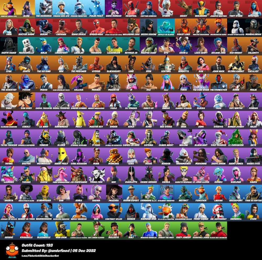 193 SKINS - GLOW - VENOM - MASTER CHIEF - RYU - CHUN-LI - JOHN WICK ...