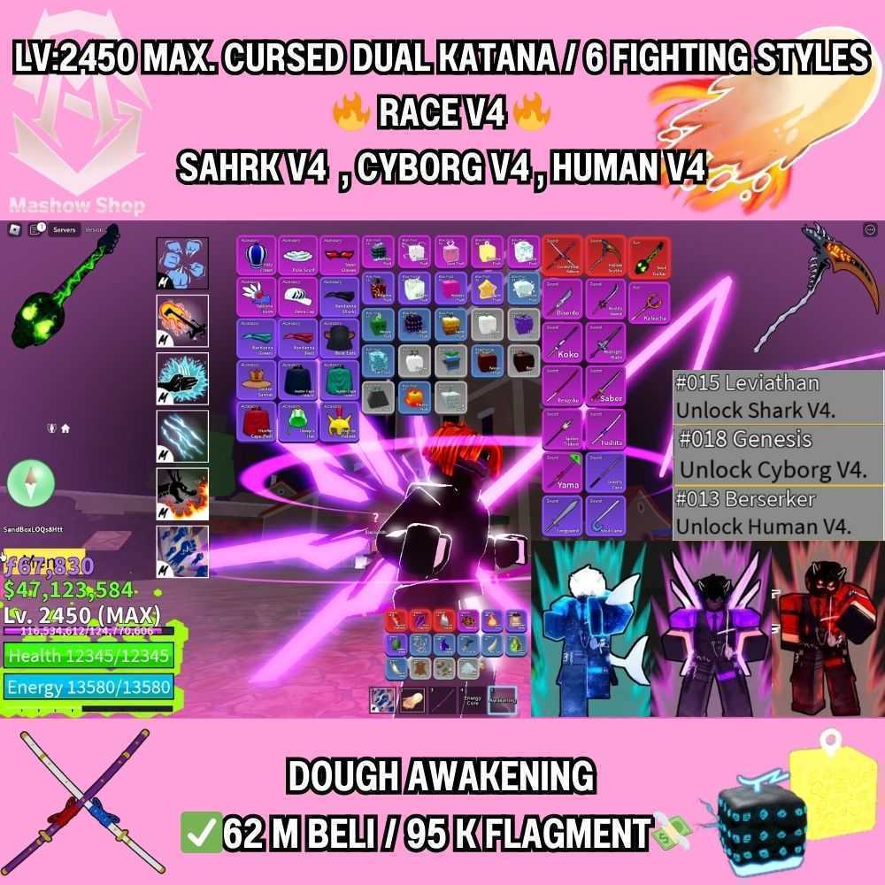 Race V4 Shark v4 , Cyborg v4 , Human v4 / Dough AWAKENING 49 M Beli ...