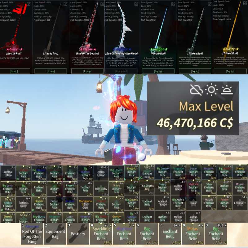 ID40_Fisch | Level 750 Max- 46m C$ | Rod of the Forgotten Fang, No-Life ...