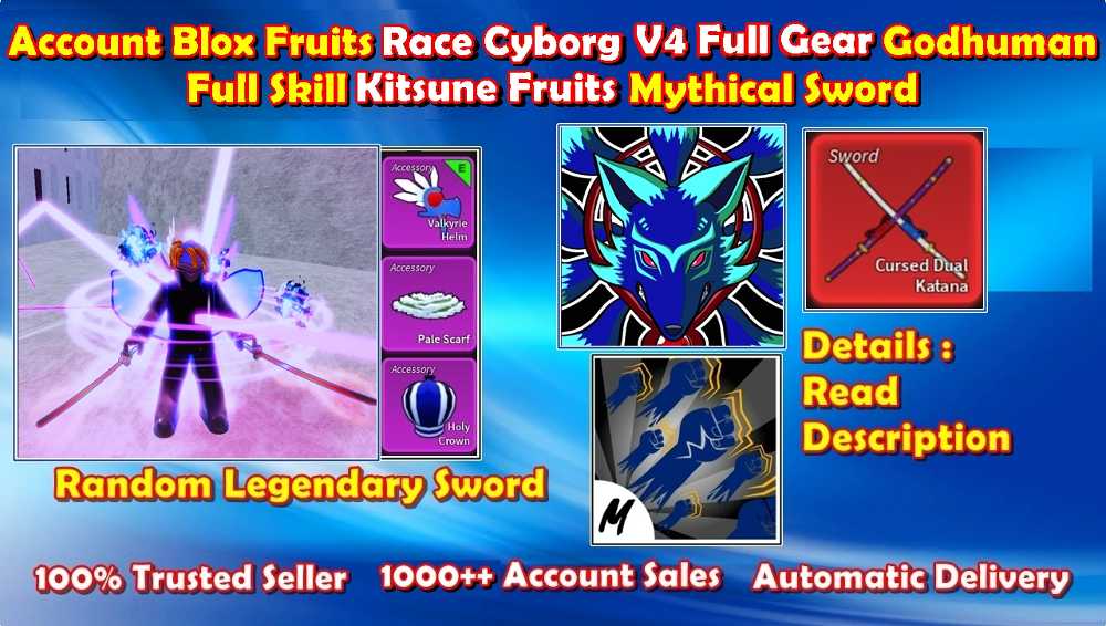 Blox Fruit Level 2550 Race Cyborg V4 Full Gear GodHuman Full Skill ...
