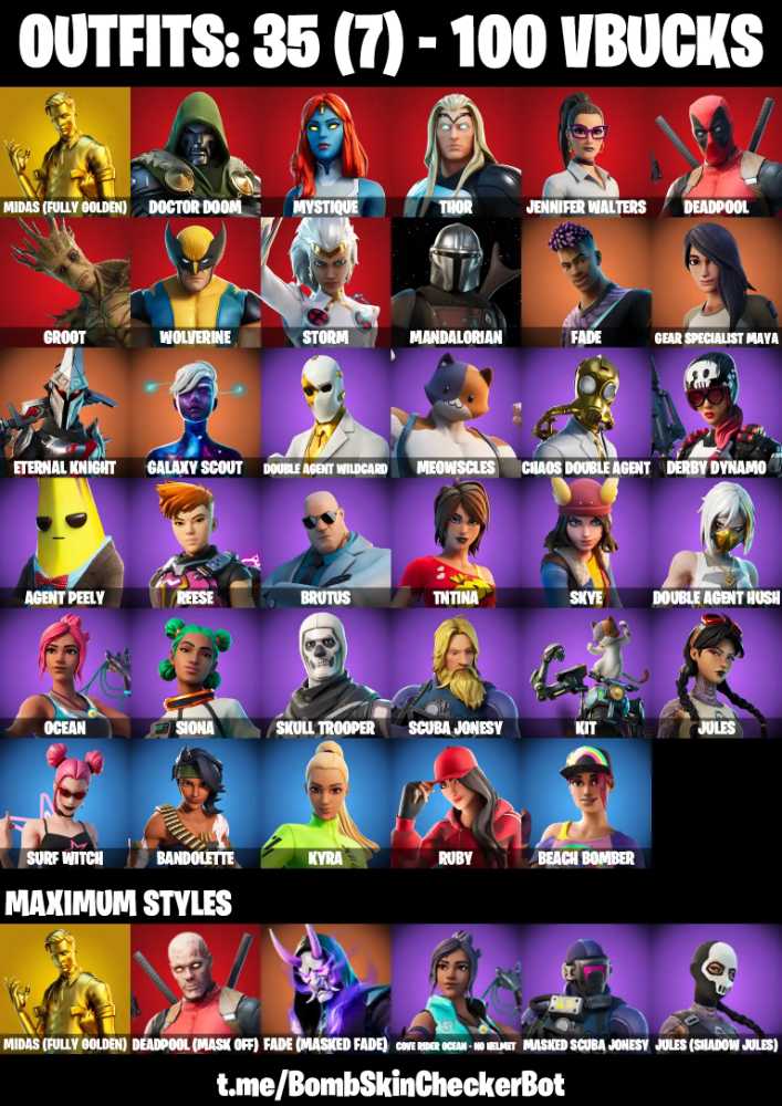 PC/PSN/XBOX/NINTENDO 35 SKINS MIDAS GOLDEN AGENT GALAXY SCOUT SKULL ...