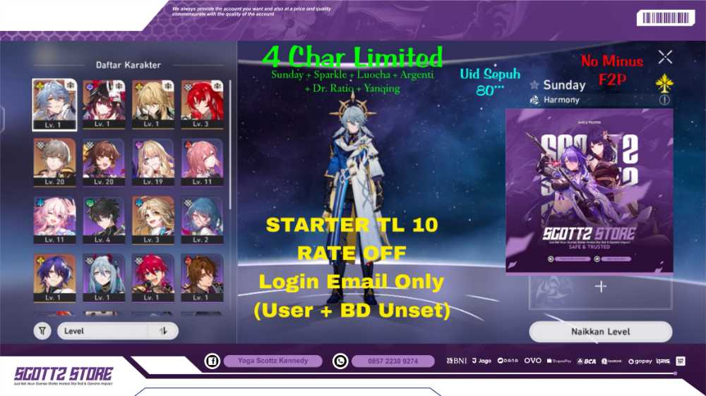 [ASIA] Starter TL 10 | Male MC | Sunday + Sparkle + Luocha + Argenti + Dr. Ratio + Yanqing | 5 ...
