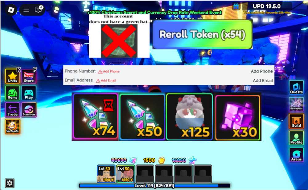 ACC Starter LVL 100 | 54 Reroll Token 40000 Gems | Anime Adventure | Roblox