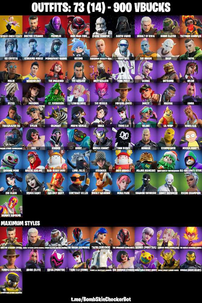 73 SKINS - SPIDER-GWEN STACY - DUMMY SUPREME - RECON CHAMPION - TOON ...