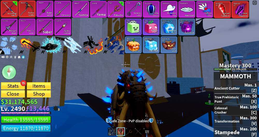 Blox Fruits | Cursed Dual Katana | Hallow scythe | Fish V3 | Mammoth ...