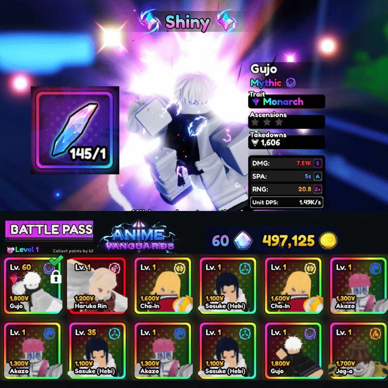 ID848 Shiny Gujo Monarch,145 TraitAnime Vanguards - Full Unverified ...