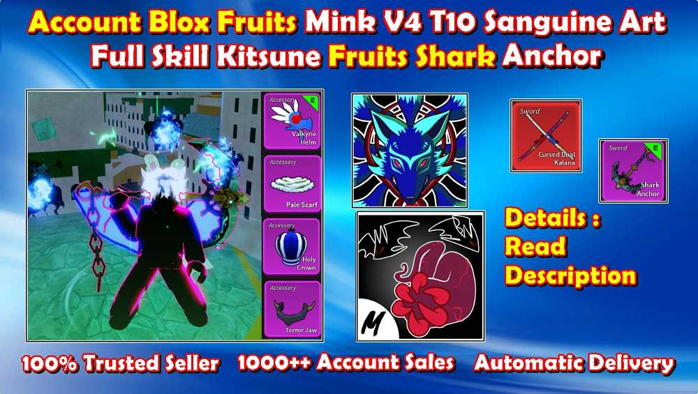Blox Fruit Level 2550 Race Mink V4 T10 Full Gear Sanguine Art Full ...