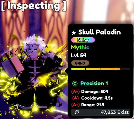 Anime DefendersMythic Shiny Skull Paladin EVO. Precission 1 (A+ A A+)DM ...