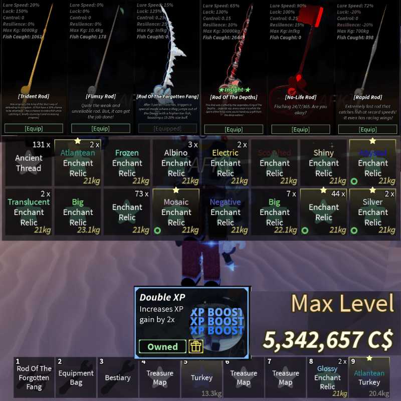 SALEID241Fisch: Level 750 Max 5M3 C$ X2 Exp - Rod of the Forgotten Fang ...
