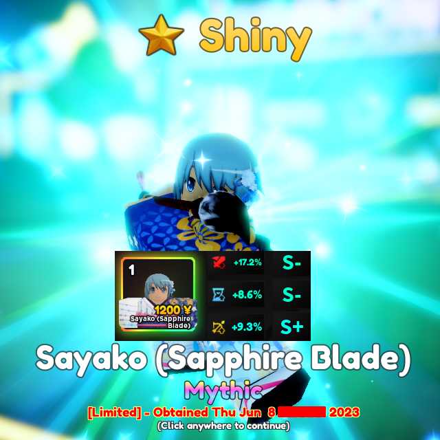 Shiny Sayako (Sapphire Blade) - Anime Adventures AA