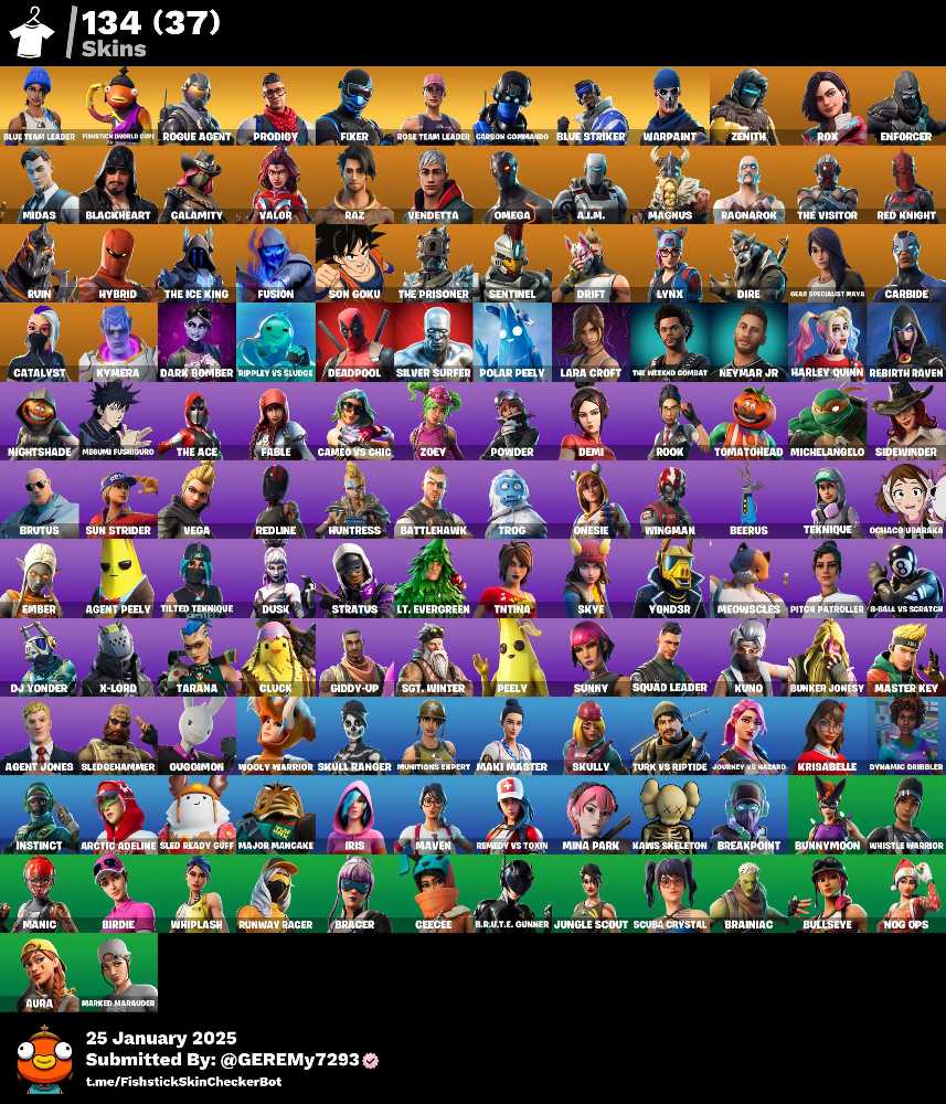 [PC] 134 skins | OG STW | Blue Team Leader | Fishstick (World Cup) | Rogue Agent | Prodigy ...