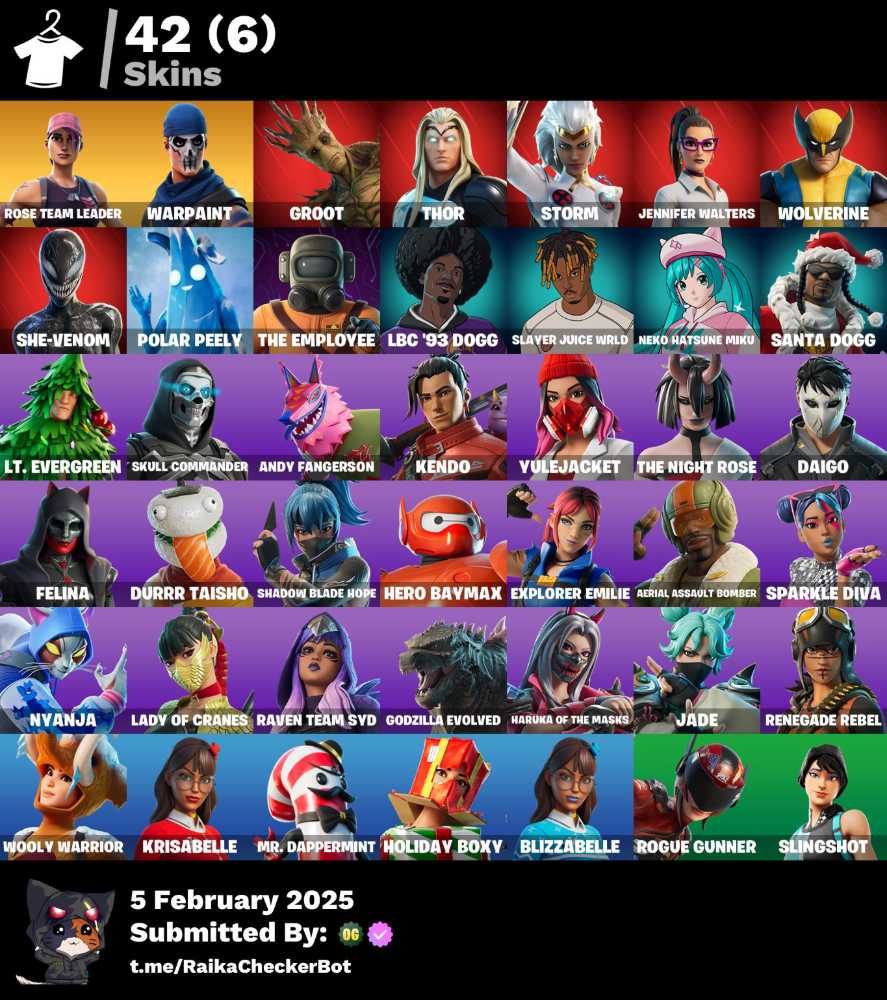 42 skins | OG STW | Groot | Thor | Storm | Jennifer Walters | Wolverine ...
