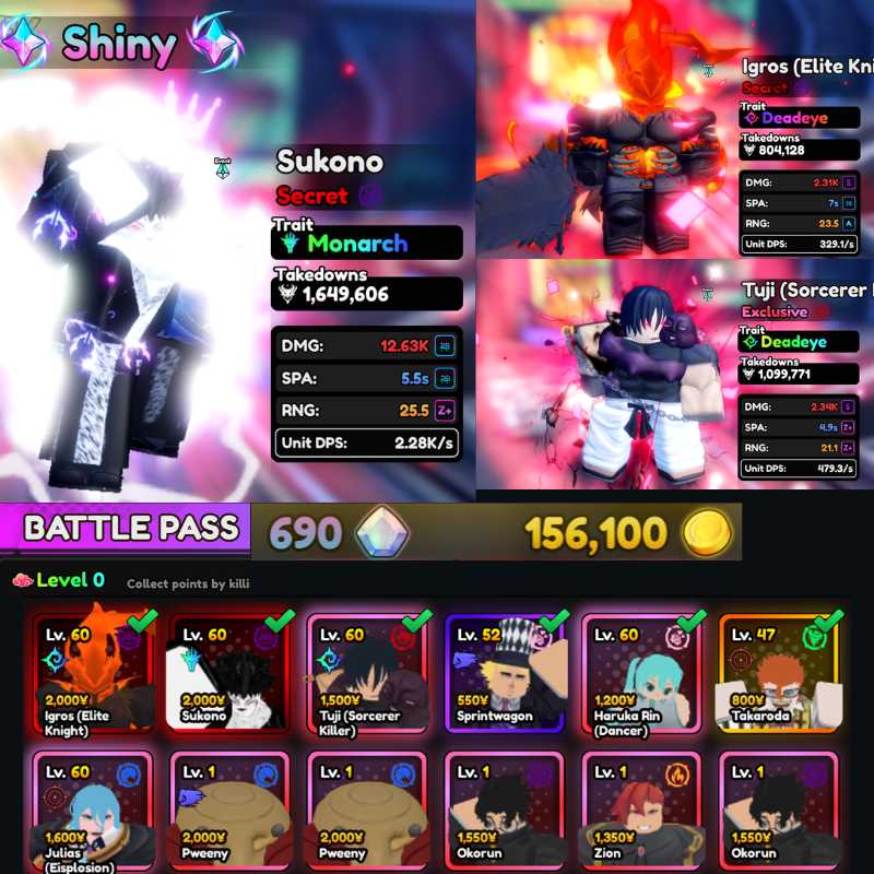 ID911Shiny Sukono Monarch, Igris Deadeye,Tuji DeadeyeAnime Vanguards ...