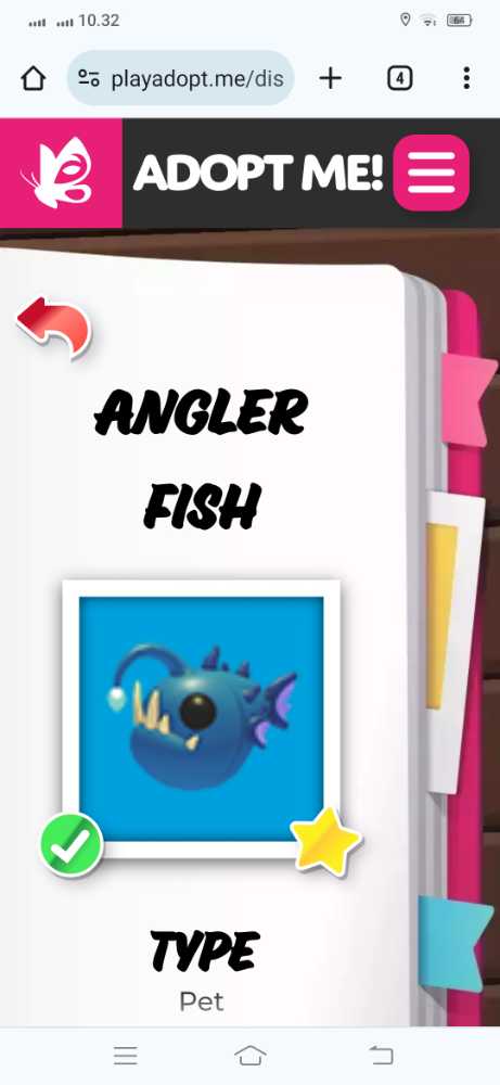 Angler Fish NFR Adopt Me Pet Roblox
