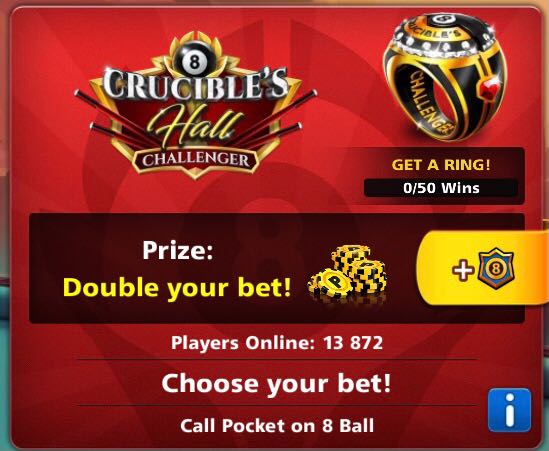 8 Ball Pool Crucibles Hall Challenger ring in your account