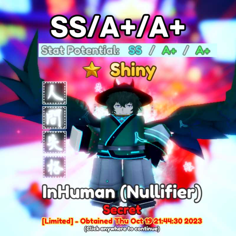A98Shiny InHuman Evo - SS/A+/A+ - Anime Adventures - Instant Delivery