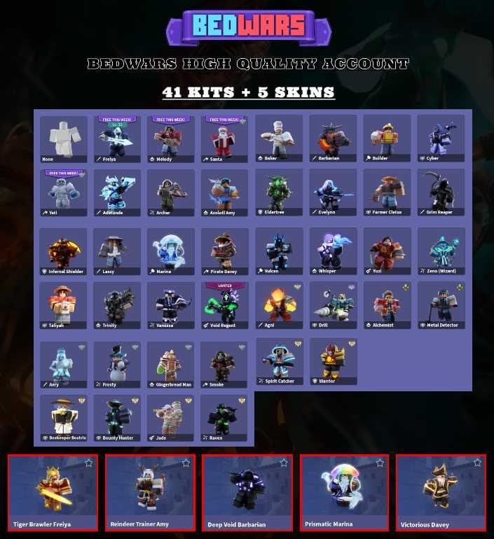 [ BedWars ] [ Aery + Void Regent + Raven ] 41 Kits + 5 Skins | 439 Wins ...