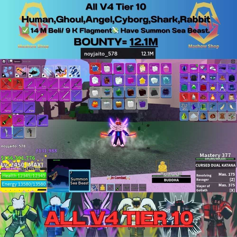 All V4 Tier 10 Human,Ghoul,Angel,Cyborg,Shark,Rabbit Buddha,Magma ...