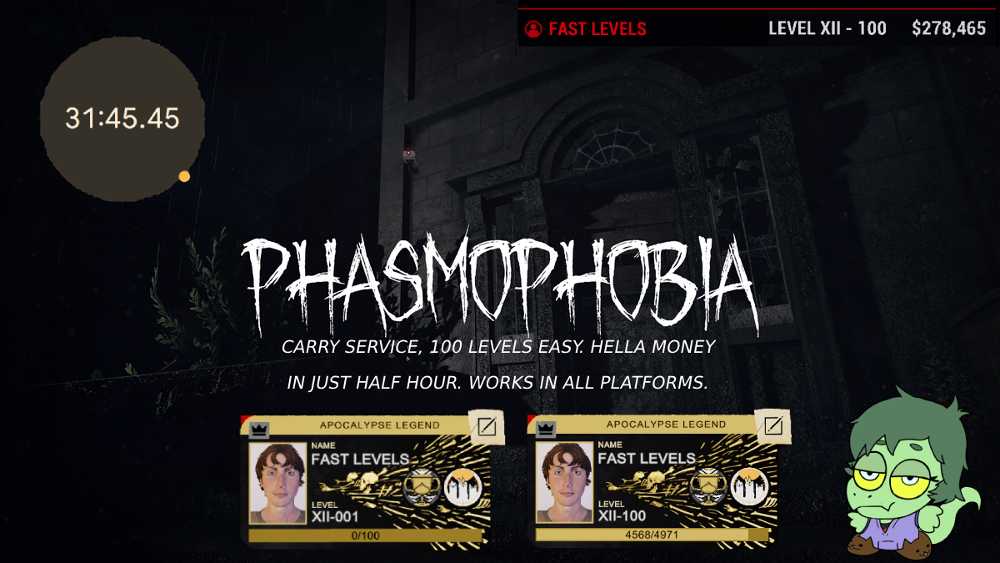 [PlayStation/Xbox] Phasmophobia Levels Carry Service: Per 100 levels