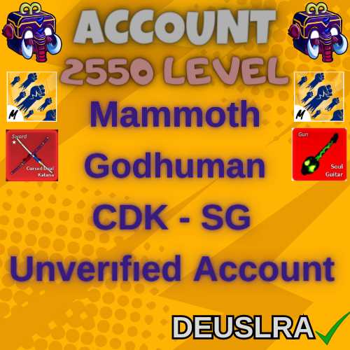 Blox Fruit Accounts - Mammoth - Godhuman - (CDK - SG) 2550 Level - Unverified