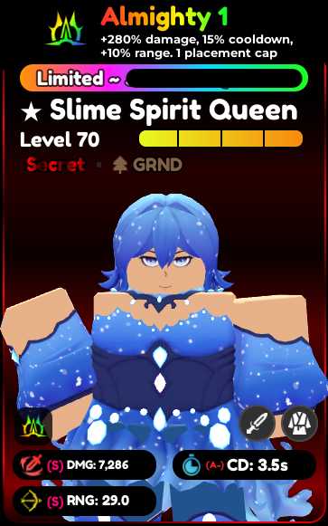 Almighty Slime Spirit Queen Evolved Lvl.70 S A- S Secret Rimuru Roblox ...