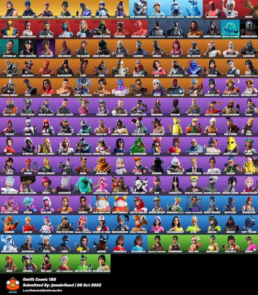 188 Skins The Reaper Traiblazer XBOX/PC/NINTENDO Glow Omega Drift ...