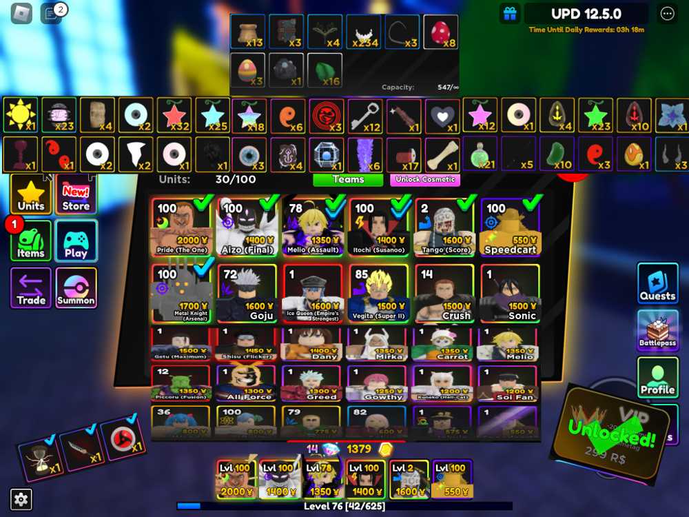 Anime Adventures High End Account | 4 Secret 20 Mythics 10 Evolved ...