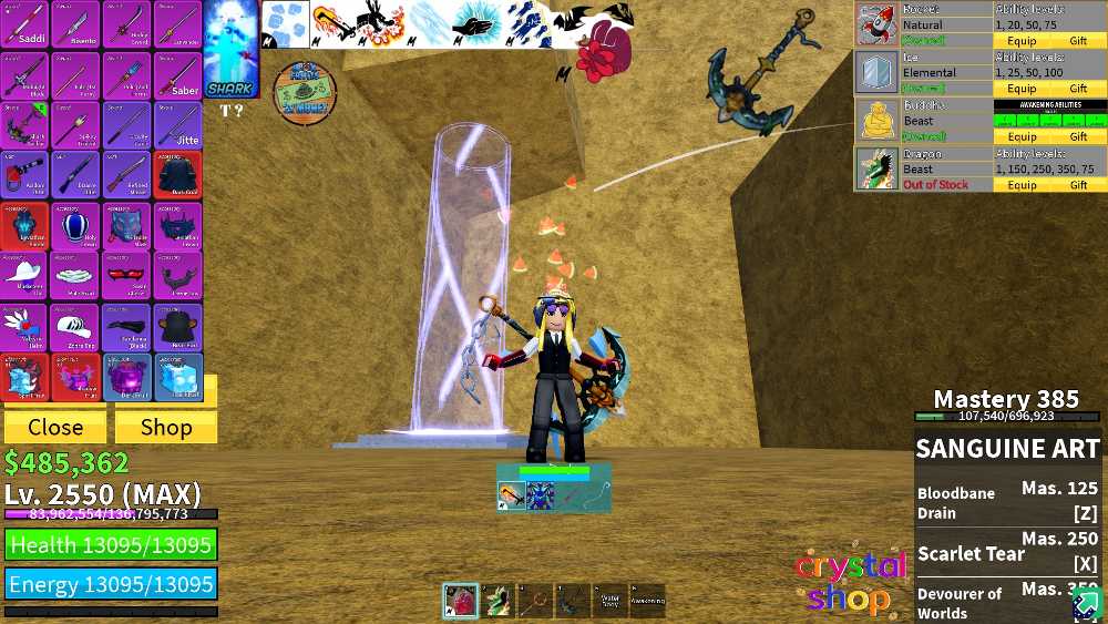 [Blox Fruits] Level 2550 | Permanent Dragon+Buddha+Ice | Sanguine Art ...