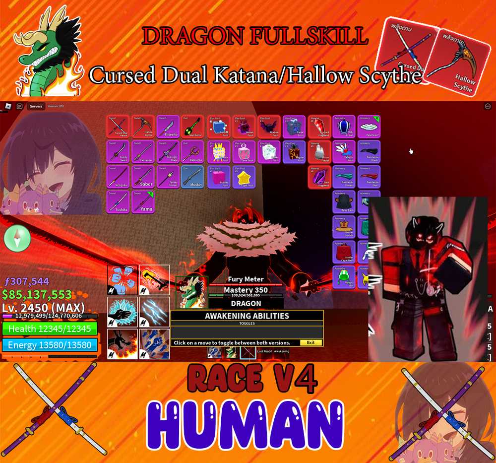 Race V4 | Human v4 | GodHuman | Cursed Dual Katana | Hallow scythe ...
