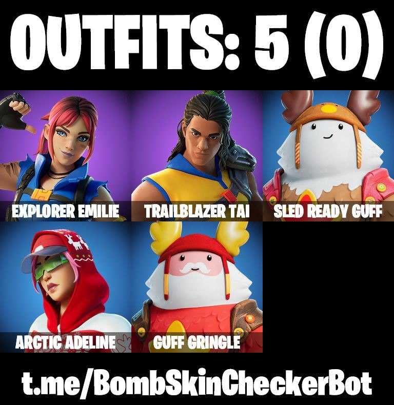 PC/PSN/XBOX 5 SKINS Explorer Emilie , Trailblazer Tai , Sled Ready Guff ...