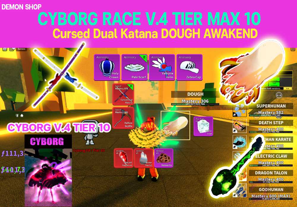CyBorg V.4 T10 | Cursed Dual Katana Dough Awakend | Max Level 2450 ...