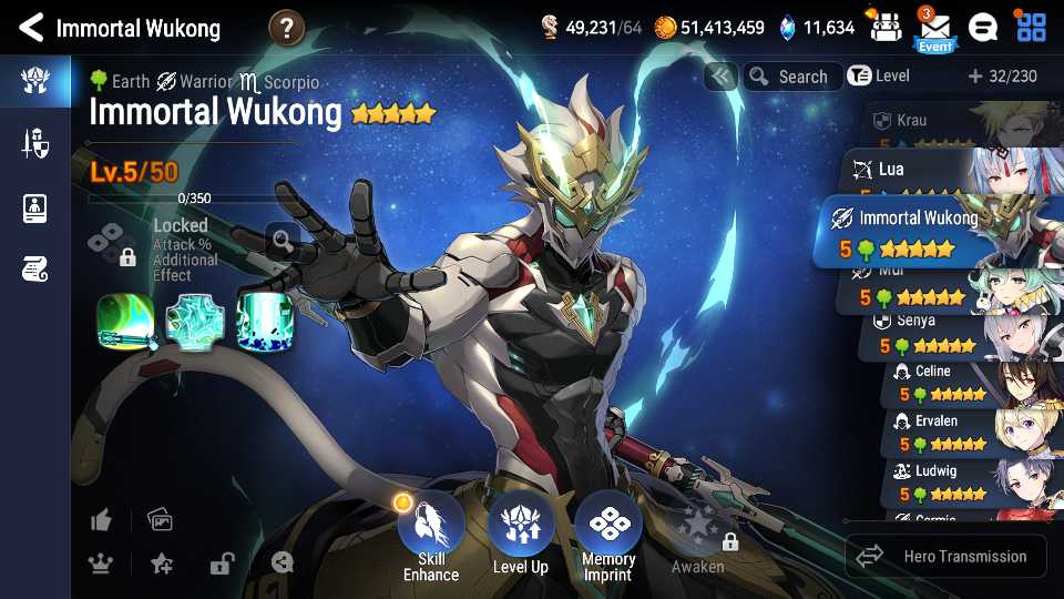 Global Fresh Starter 32 SSR 280+ Summons Immortal Wukong Moon Bunny Dominiel Tamarinne Lua ...