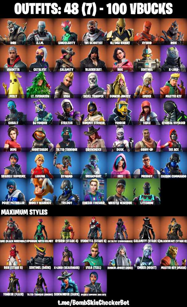 48 SKINS - SKULL TROOPER - CATALYST - VENDETTA - IRIS - LITESHOW ...