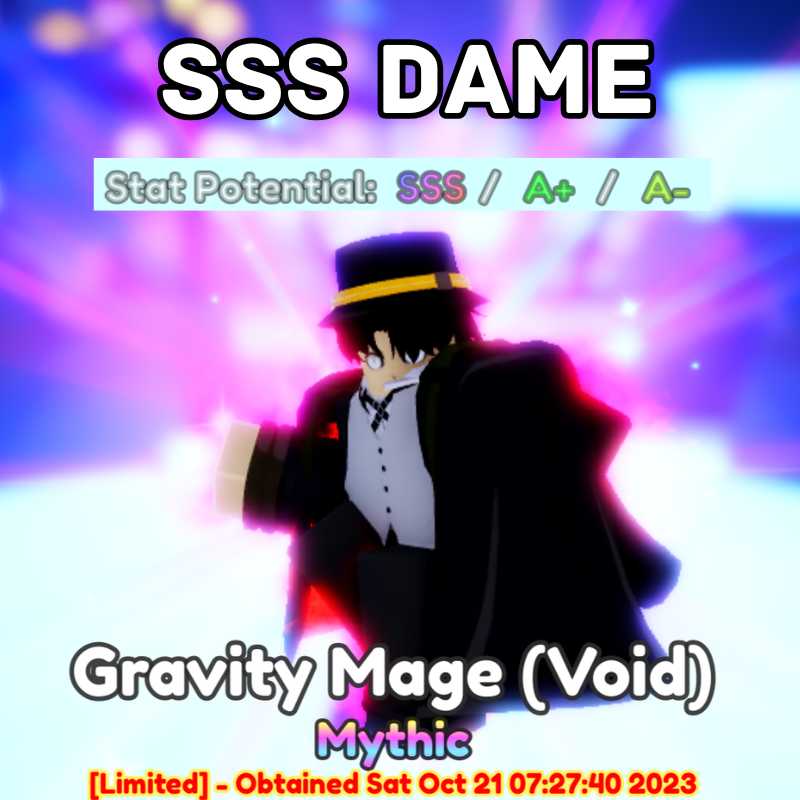A75Gravity Mage Evo - SSS DAME - Anime Adventures - Instant Delivery
