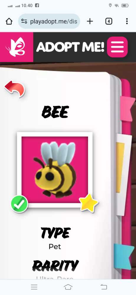 Bee NFR Adopt Me Pet Roblox