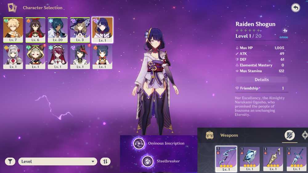 ASIA AR 10 Raiden C2 / Raiden Shogun C2 / Baal C2 Sara C1 Xiangling ...