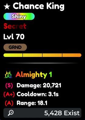 Anime Defenders | ALMIGHTY EVO Chance King HAKARI | SSS STATS