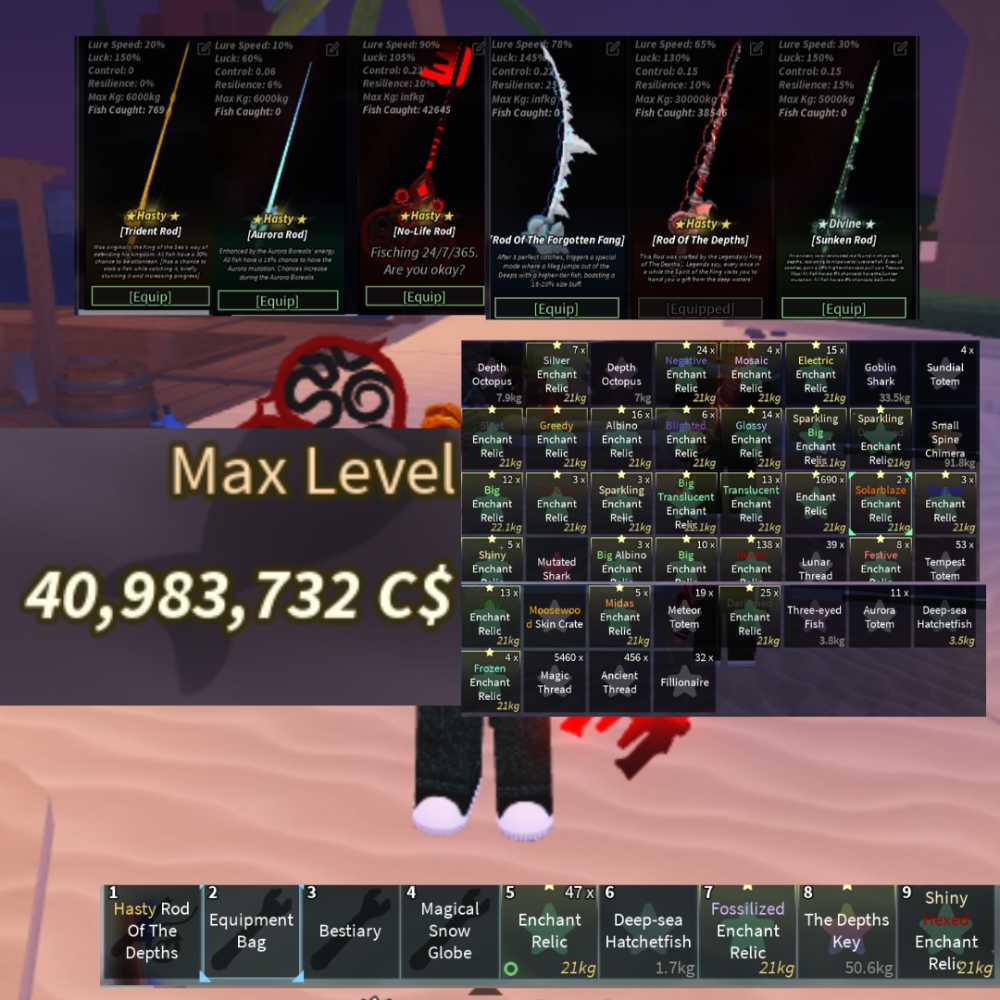 ID 274 Fisch: Level 750 Max- 40m C$ - Rod of the Forgotten Fang, No ...