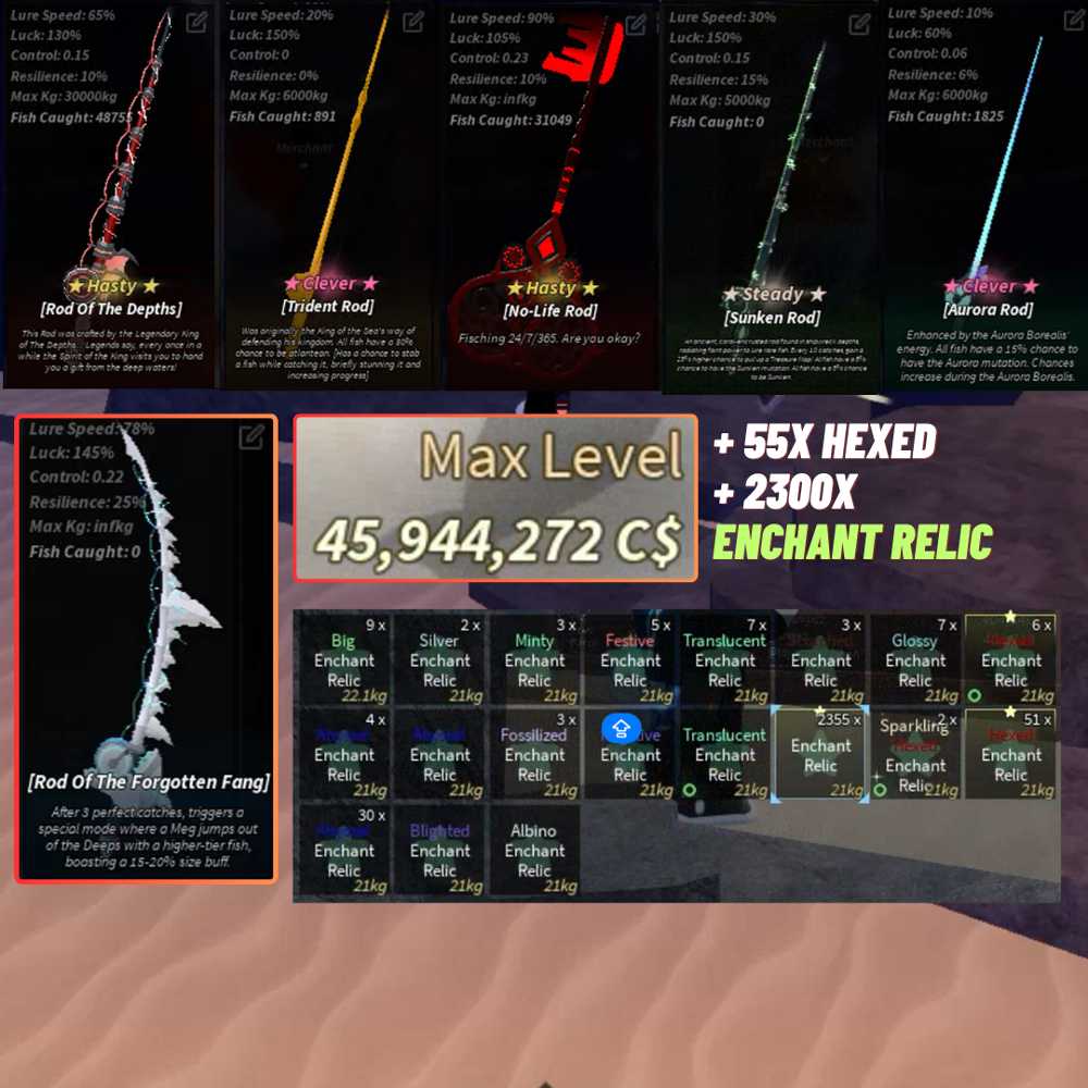 [Fisch] ID135: Level 750 Max 45M C$ - Rod Of The Forgotten Fang, Rod of ...