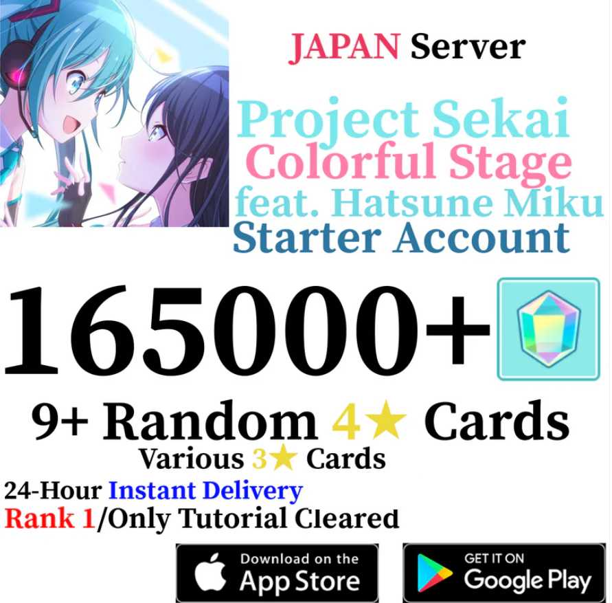 [JP] [INSTANT] 165000+ Gems Project Sekai Colorful Stage ft. Hatsune Miku PJSekai Reroll Account