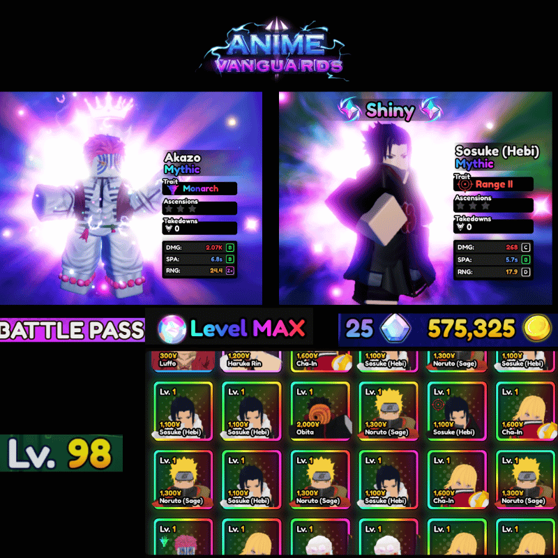 ID151 New : Akoza Monarch 0.1%,Shiny SosukeAnime Vanguards - Full ...