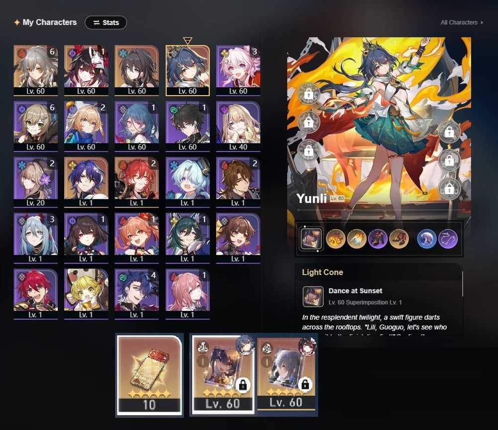 Instant Delivery - Asia TL 50 10x 5⭐ Yunli+LC, Sparkle E1, Ruan Mei, Dr ...