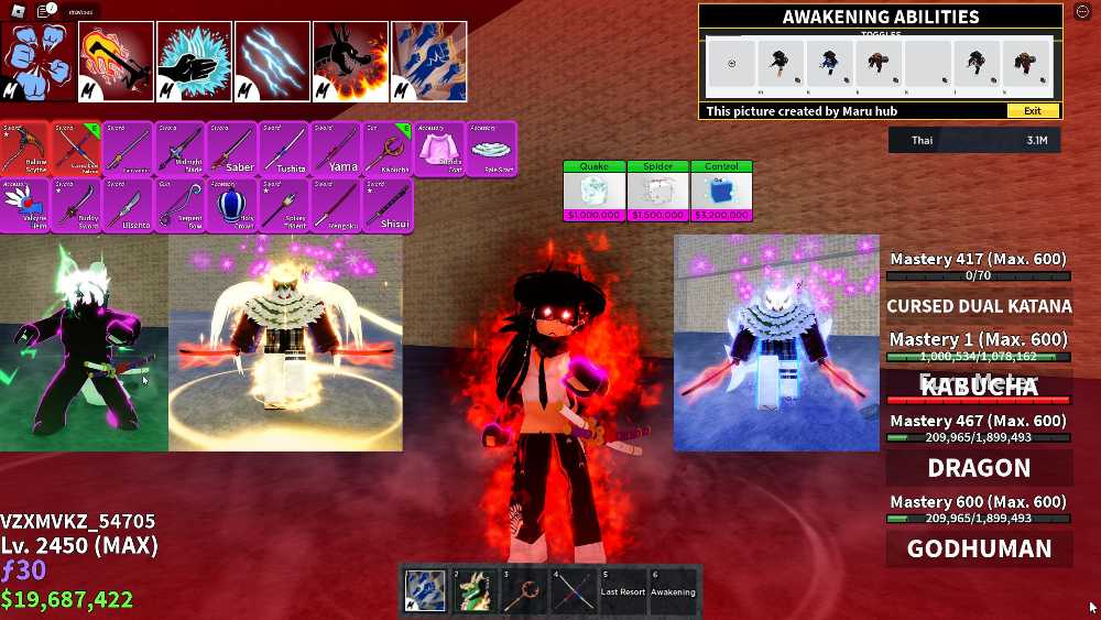 Accounts Blox Fruit Account Lv:2450Max | Max V4 SHARK-Human-Angel ...